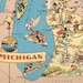1930's Vintage MICHIGAN State Map Cartoon Map Print Gallery Wall Art ...