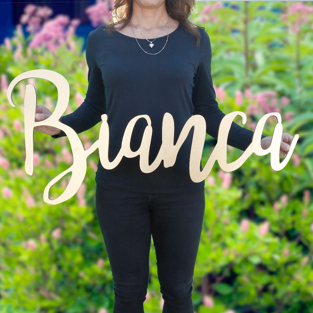 Custom Script Word, Personalized Wood Sign, Wooden Name, Rustic Cursive ...