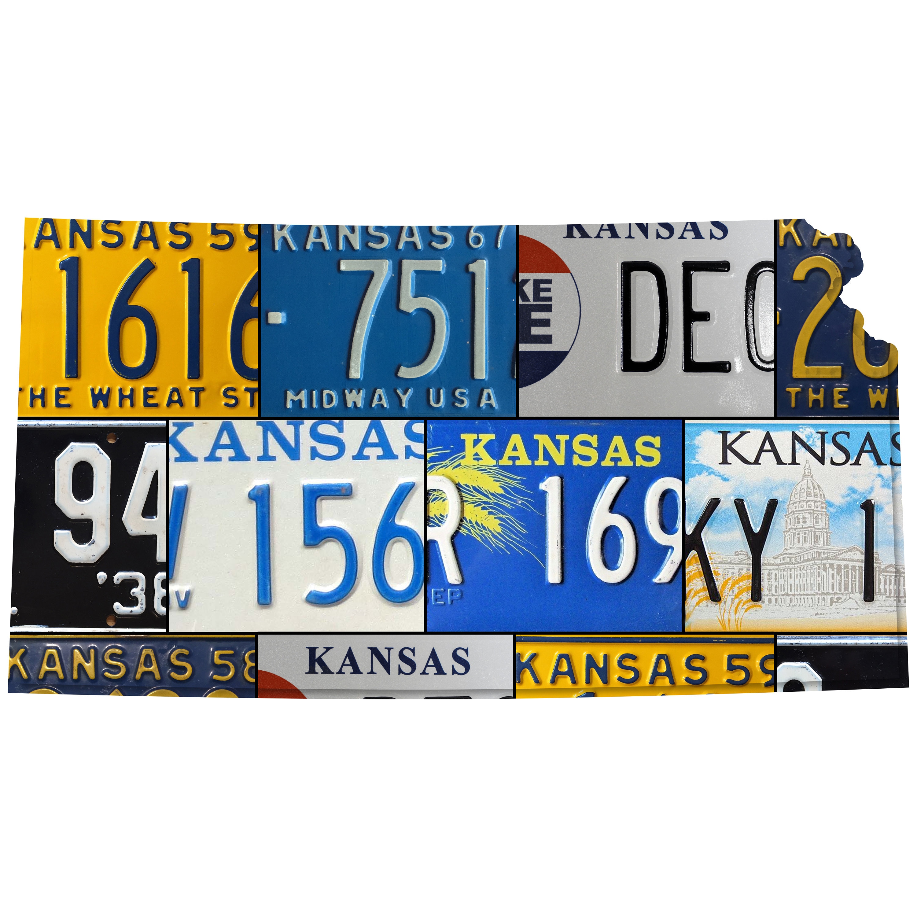 KANSAS License Plate Plasma Cut Map Sign, the Wheat State Metal Sign ...