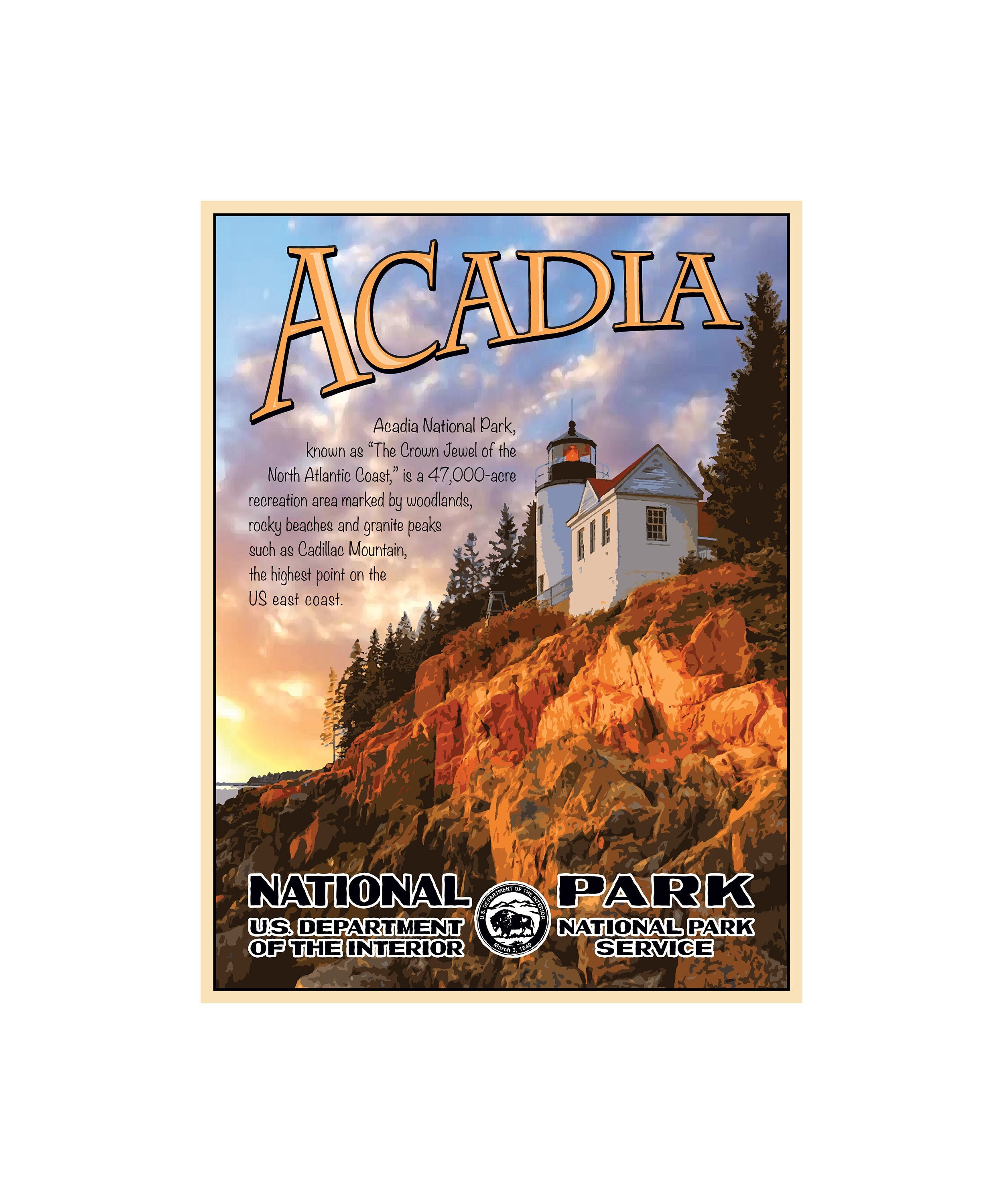 Acadia National Park Travel Poster Print, Maine Acadia National Park ...