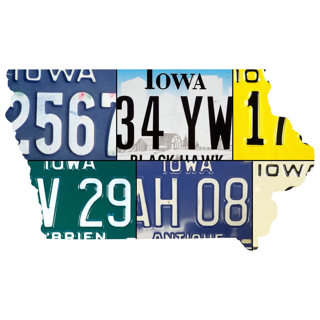 IOWA License Plate Plasma Cut Map Sign, the Corn State Metal Sign ...