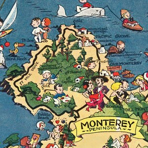 MONTEREY BAY Region Cartograph Poster, Vintage California Map ...