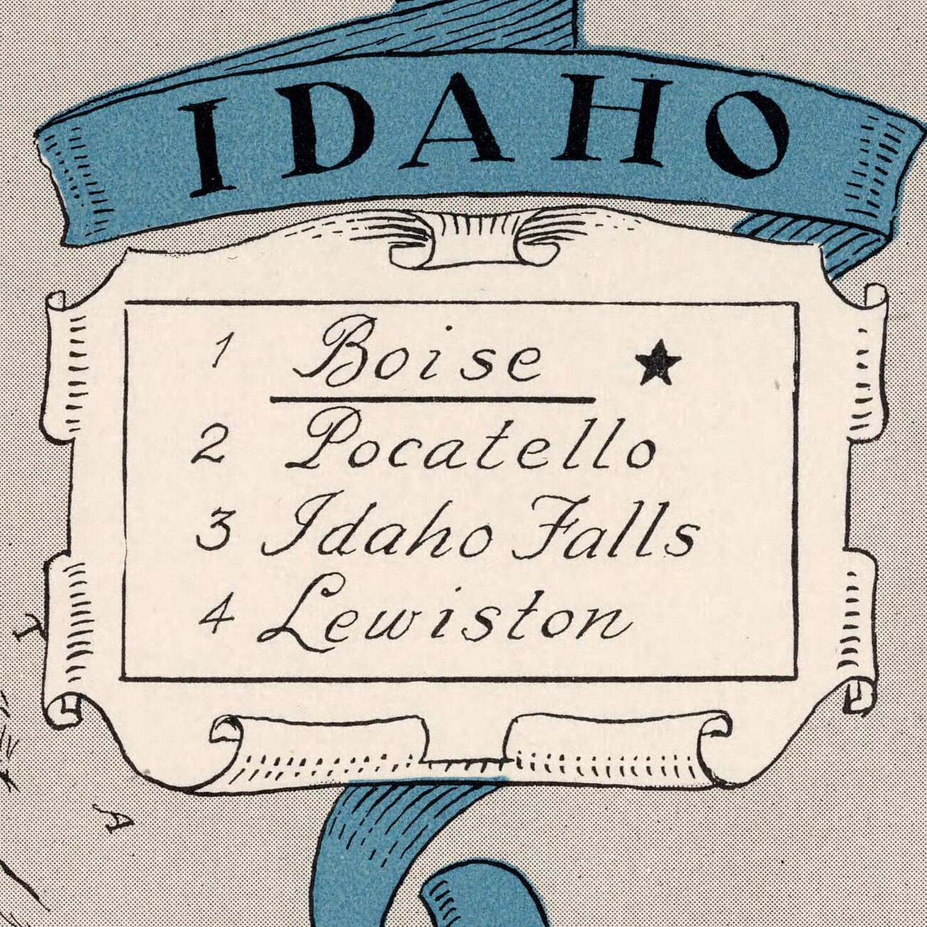 30's Vintage IDAHO State Map Animated Cartoon Map Gallery Wall Art ...