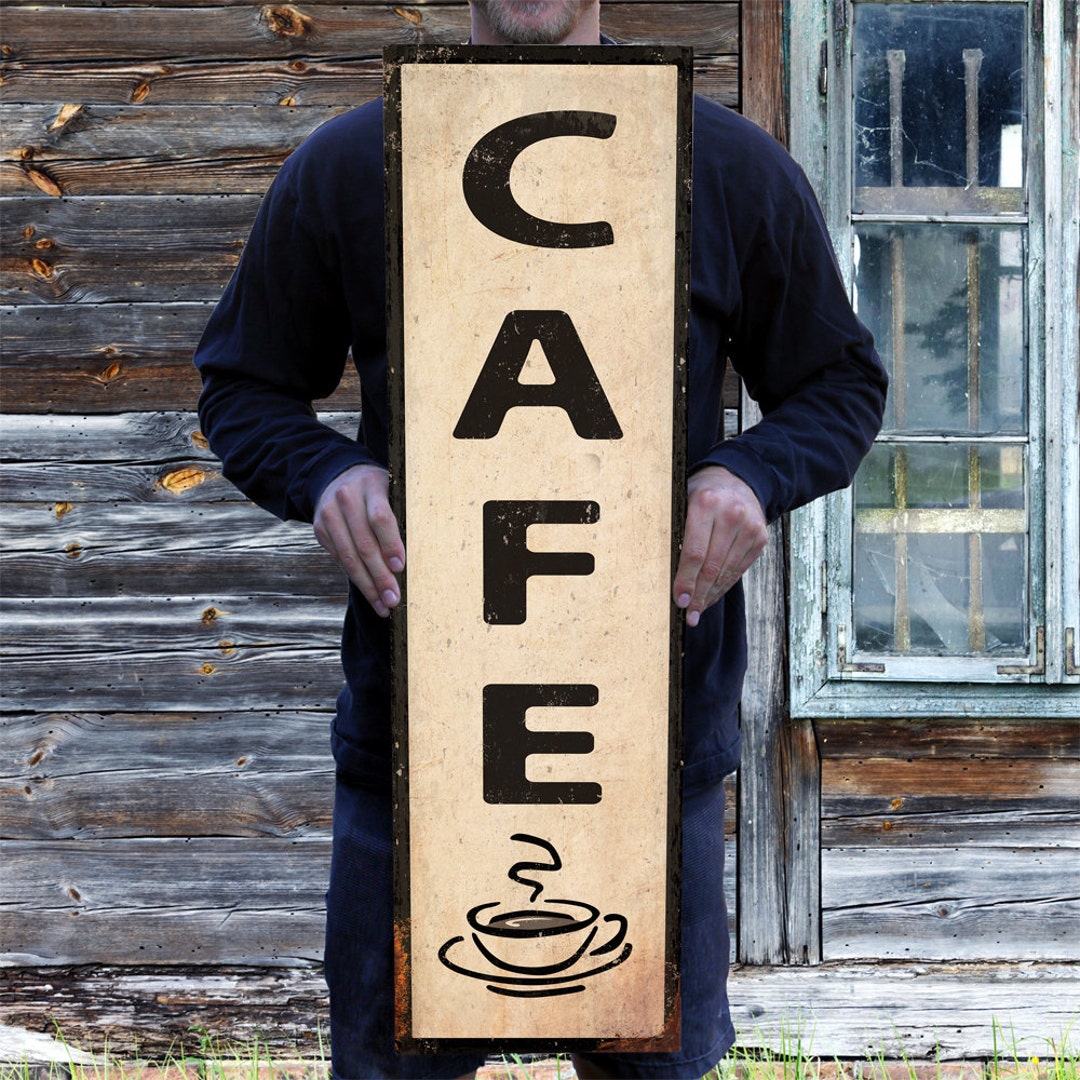 Handcrafted Vintage Cafe Sign Aluminum Sign (36"x10") Antique Cafe Home ...