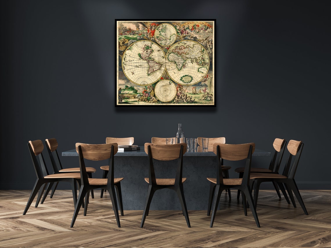 Vintage Old World Map 1689 Old Map Antique Restoration - Etsy