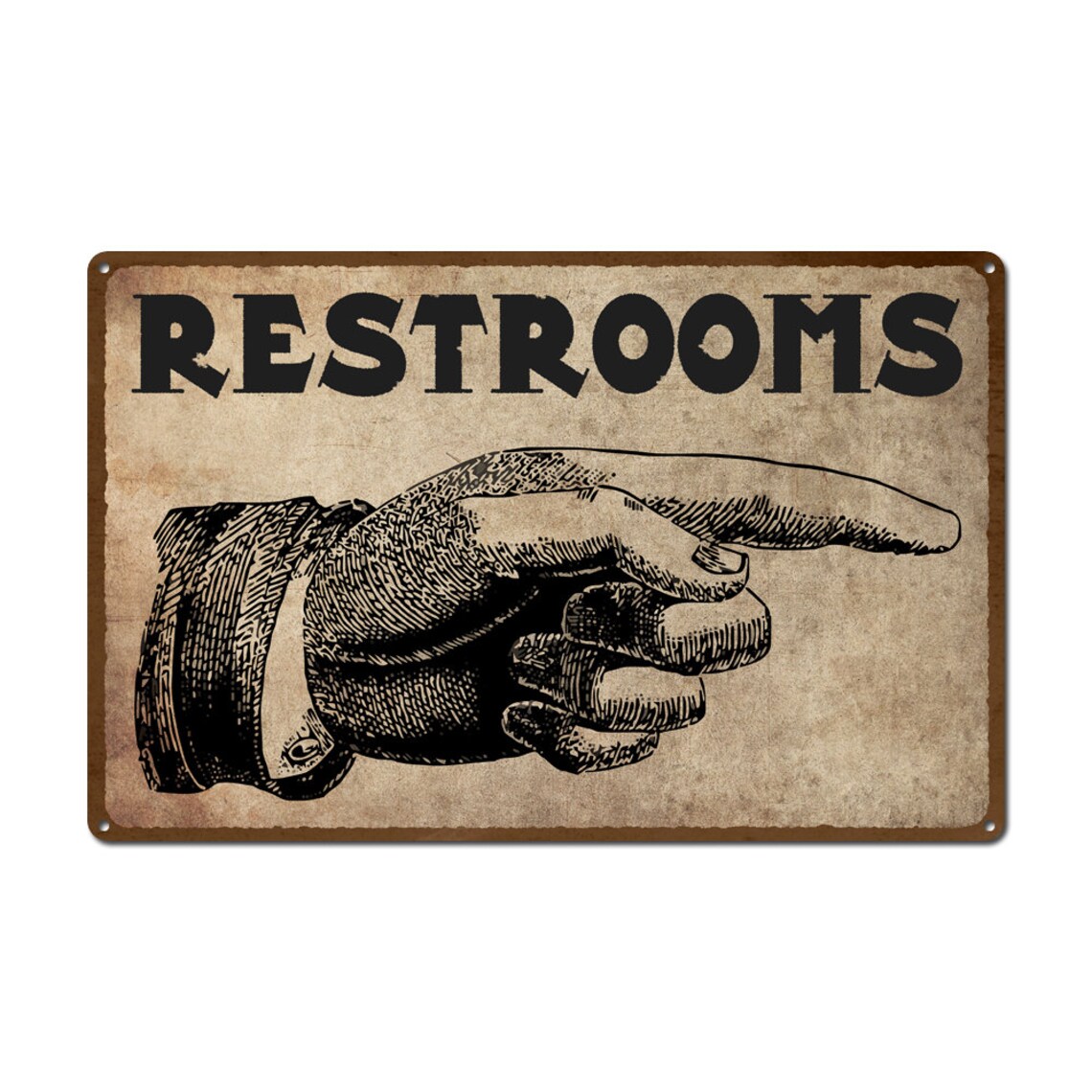 Vintage Pointing Hand Restroom Sign Rustic Metal Sign - Etsy