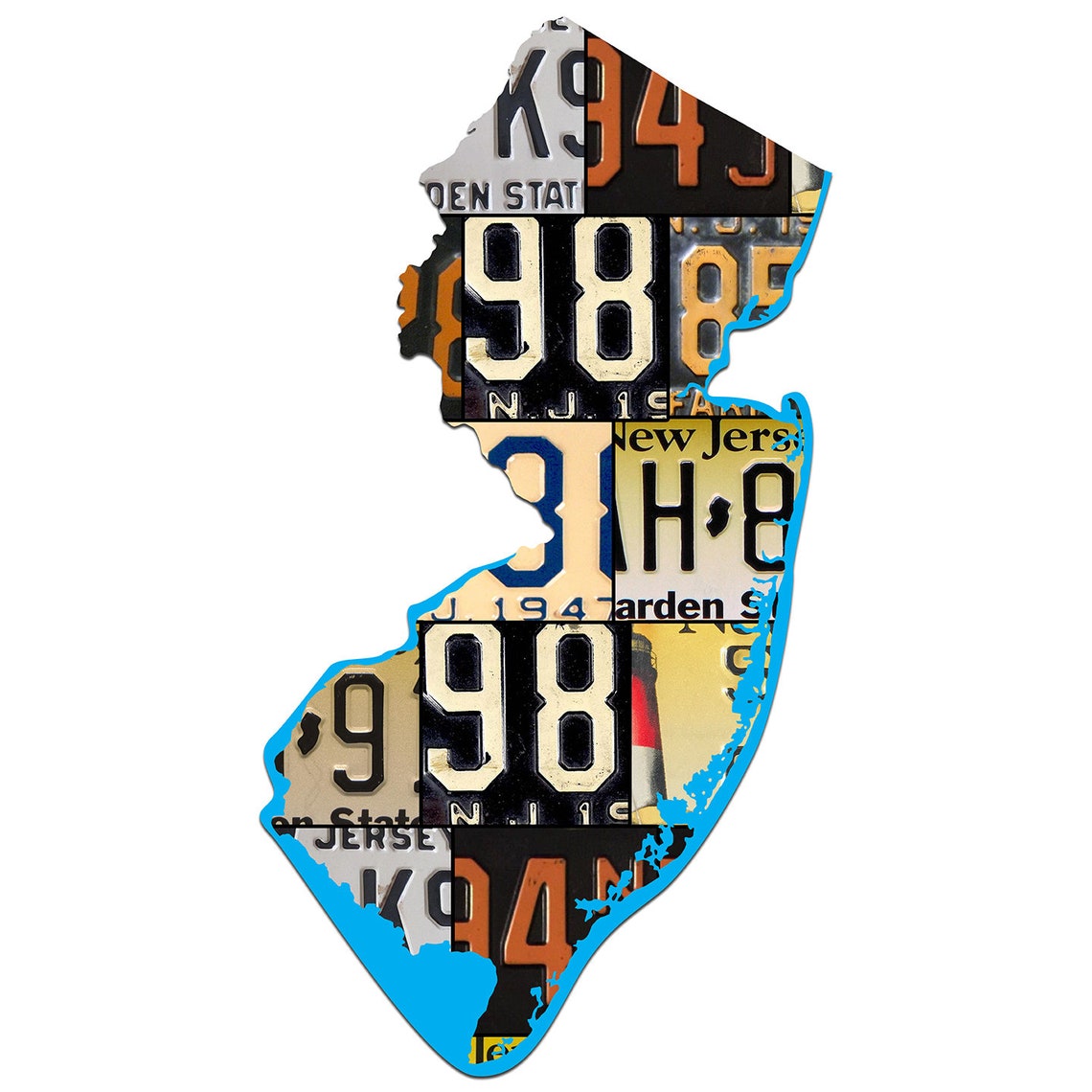 NEW JERSEY License Plate Plasma Cut Map Sign Garden State | Etsy