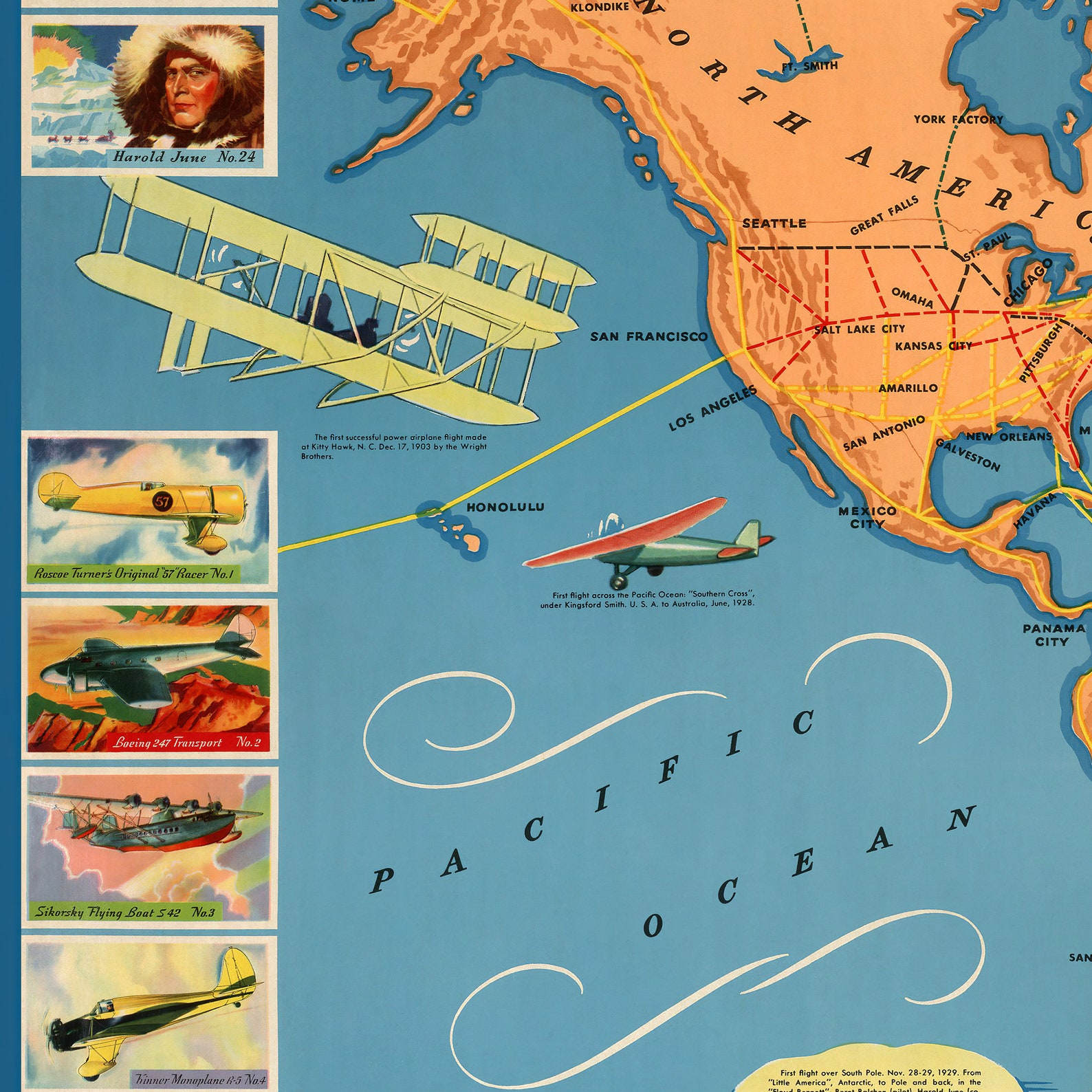 Famous Flights and Air Routes of the World Poster Aviation Poster ...