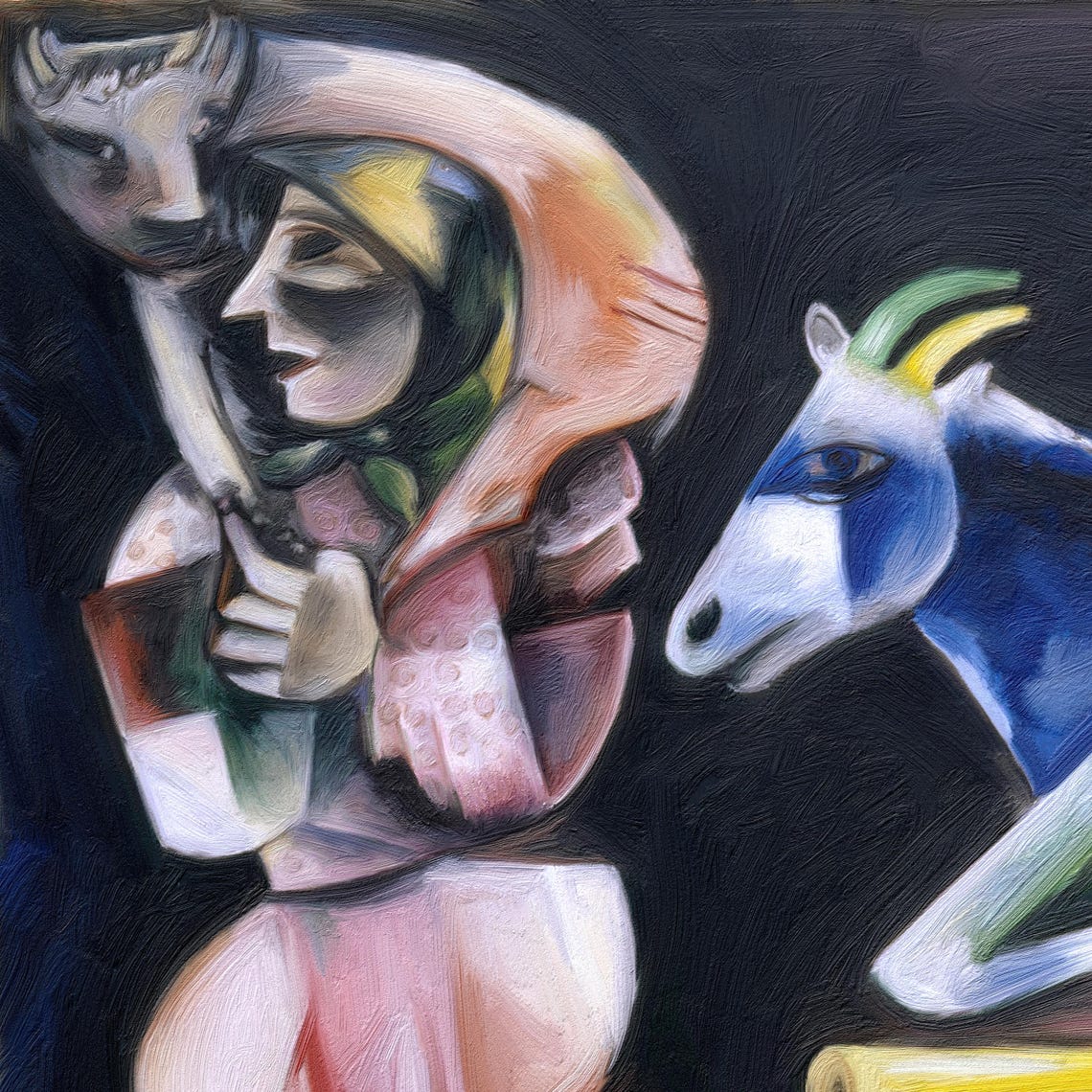 Marc Chagall - 1912 the Drover, the Cattle Dealer Painting Print ...