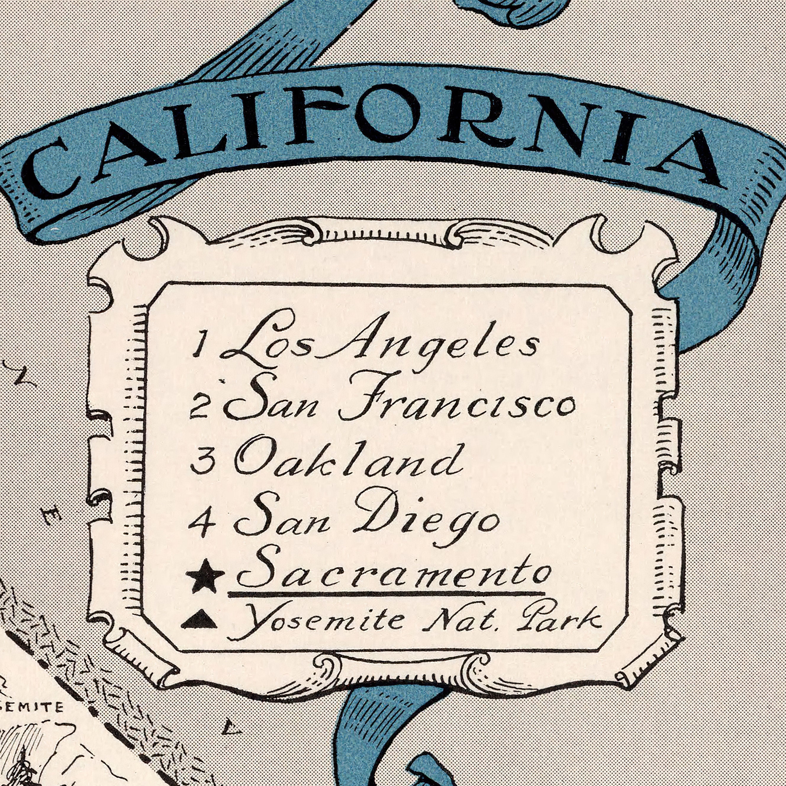 1930's Vintage CALIFORNIA State Map Animated Cartoon Map Gallery Wall ...