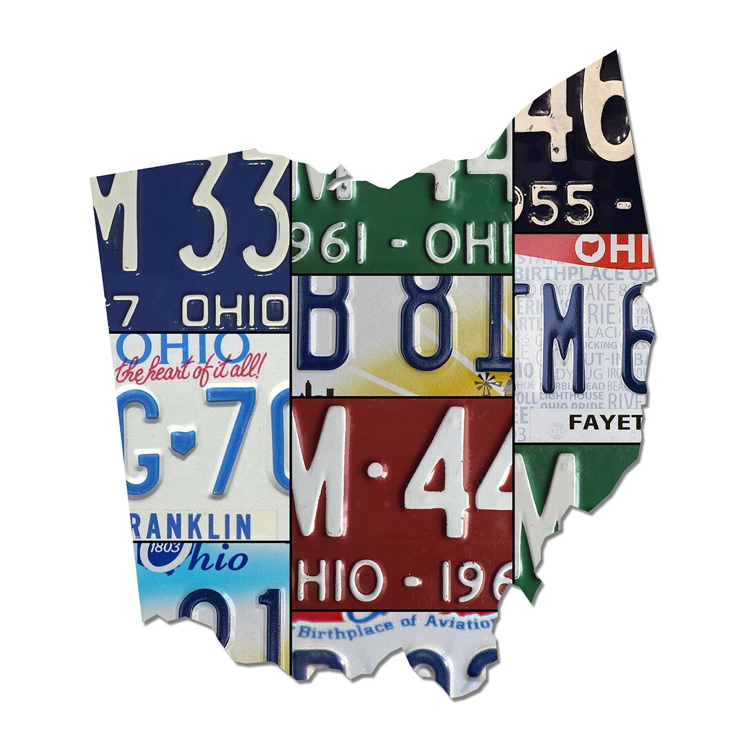 OHIO License Plate Plasma Cut Dibond Map Sign, Birthplace of Aviation ...