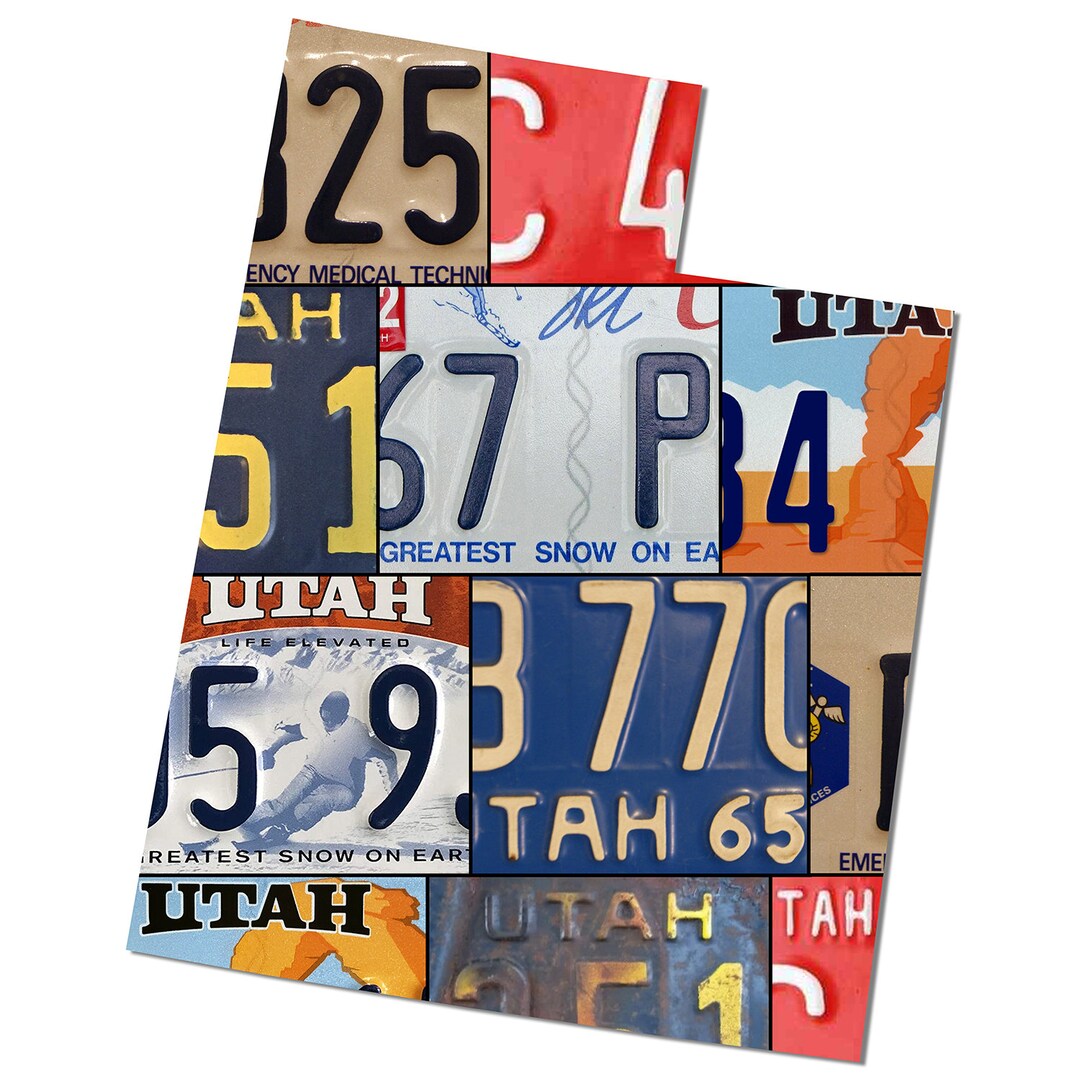 UTAH License Plate Plasma Cut Dibond Map Sign, Life Elevated Metal Sign ...