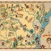 1930's Vintage Arkansas State Map Cartoon Map Print Gallery Wall Art ...
