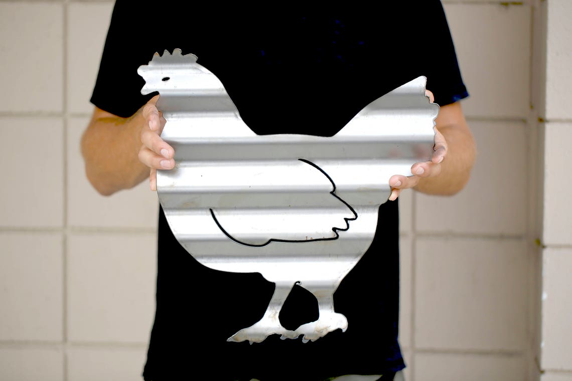 Corrugated BBQ Chicken Sign Barbecue Metal Sign Vintage Plasma Cut ...