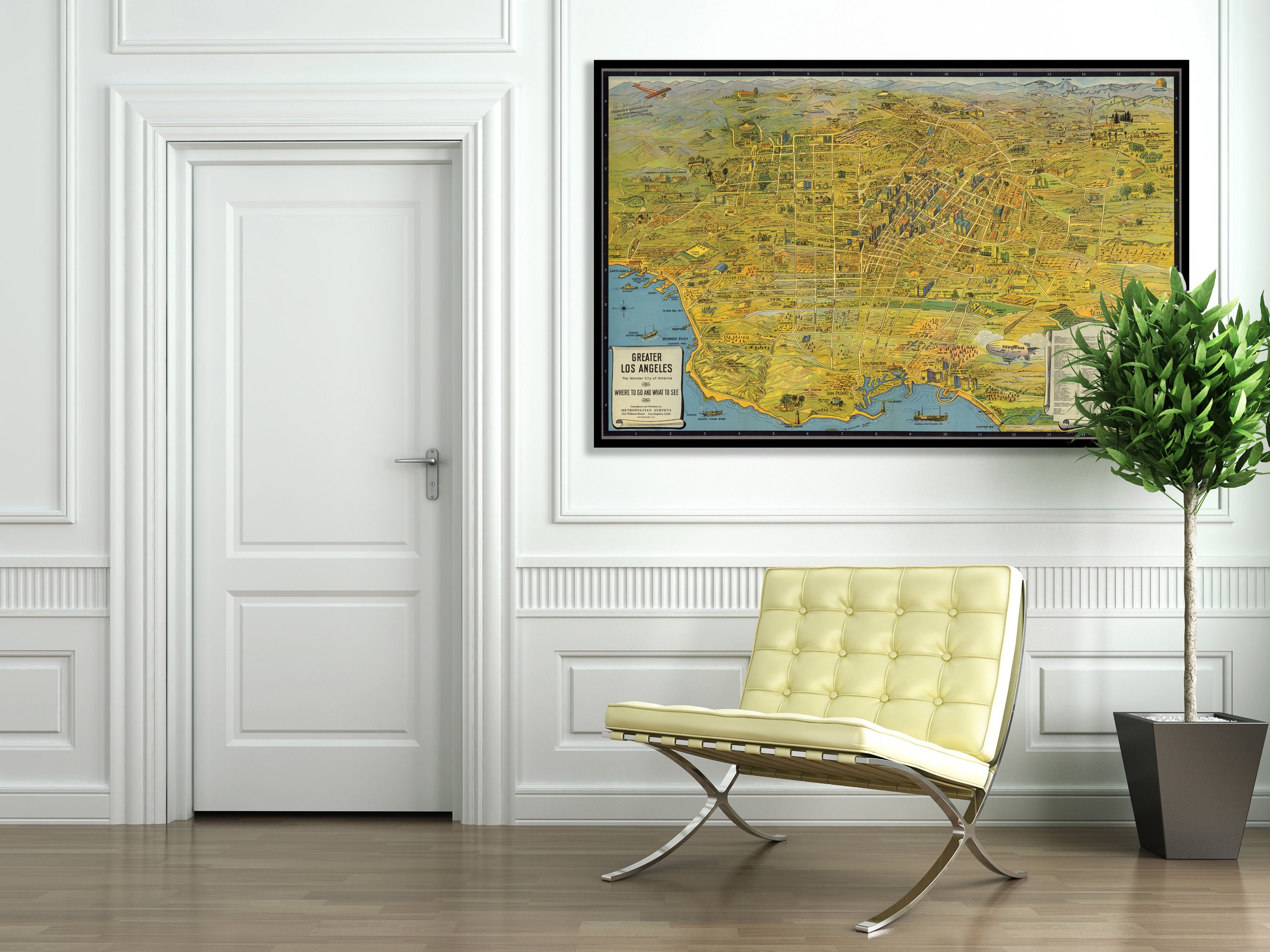 1930's LOS ANGELES Pictorial Map Art Where to Go in LA - Etsy