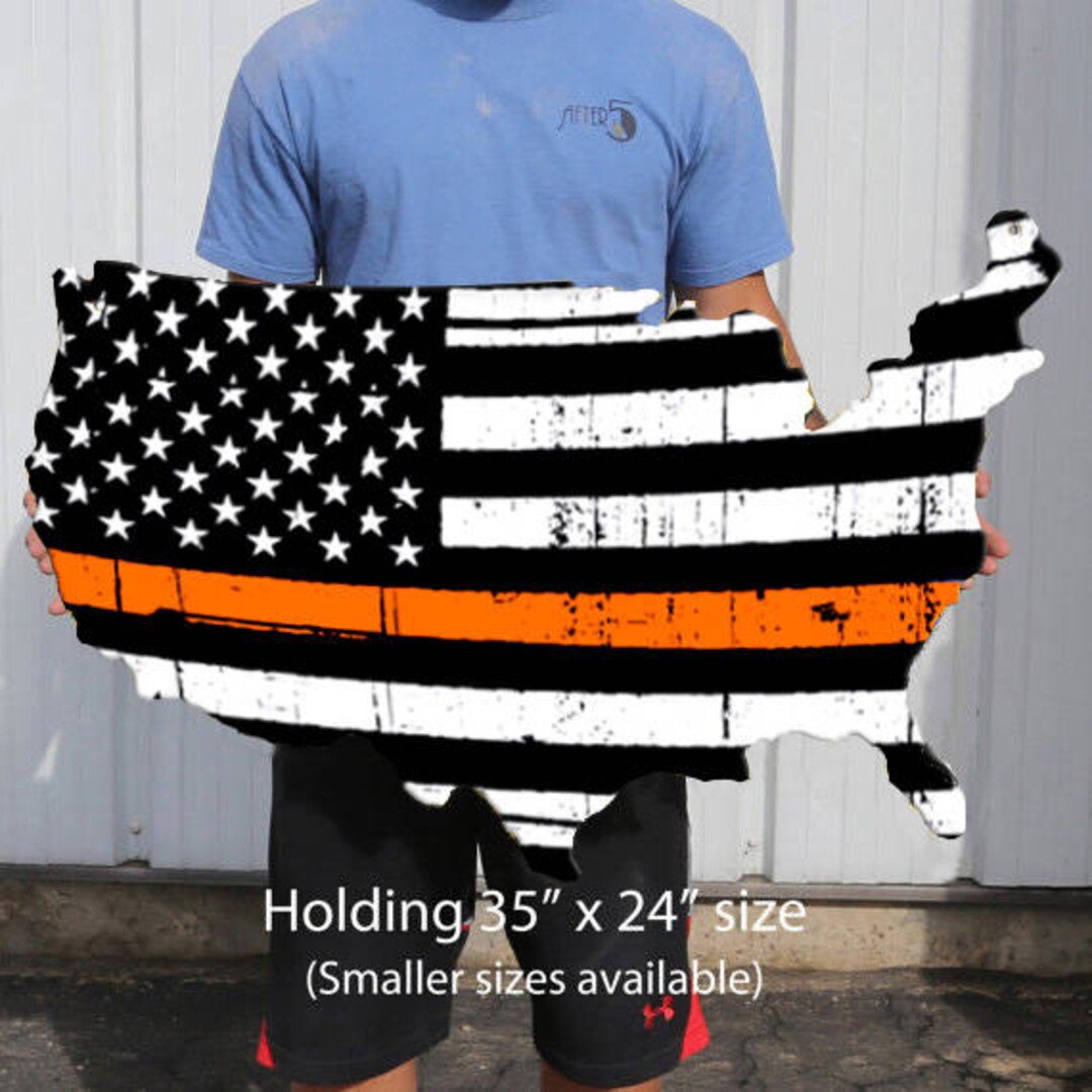Thin Orange Line Flag Plasma Cut Aluminum Dibond USA Sign Search and ...
