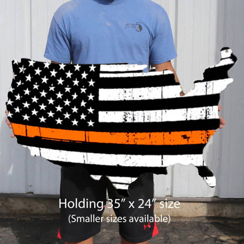 Thin Orange Line Flag Plasma Cut Aluminum Dibond USA Sign Search and ...