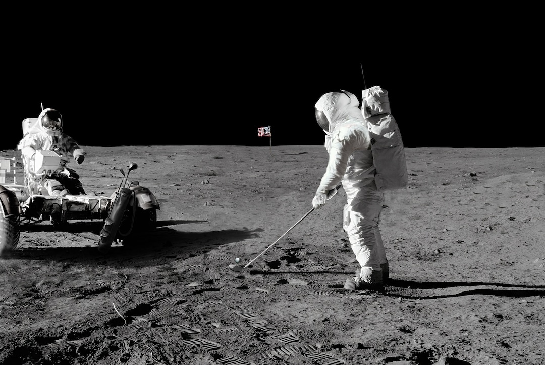 Golf on the Moon Poster, Golf Photography Art Print, Black and White ...