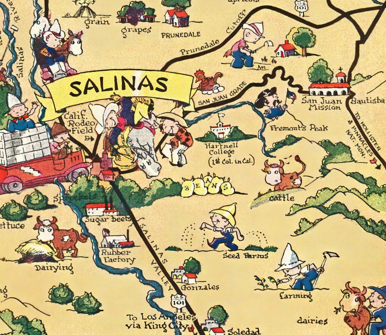 MONTEREY BAY Region Cartograph Poster, Vintage California Map ...