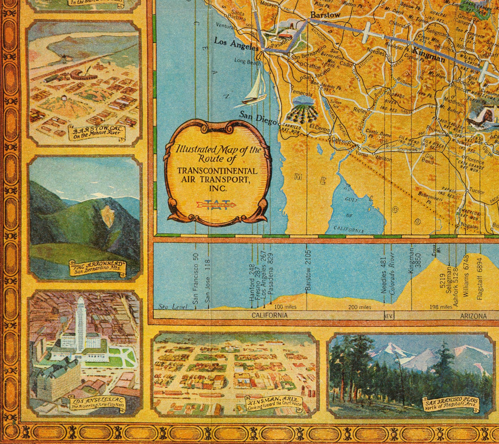 Illustrated Map of the Route of Transcontinental Air - Etsy