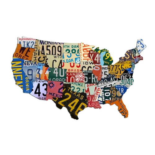 USA License Plate Map Laser Cut Aluminum dibond Sign Vintage - Etsy