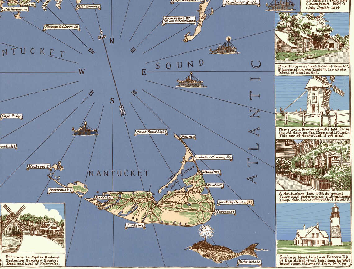 CAPE COD Region Cartograph Poster Vintage Massachusetts - Etsy