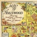 1928 Vintage Hollywood Map History and Movies Cartoon Map California ...