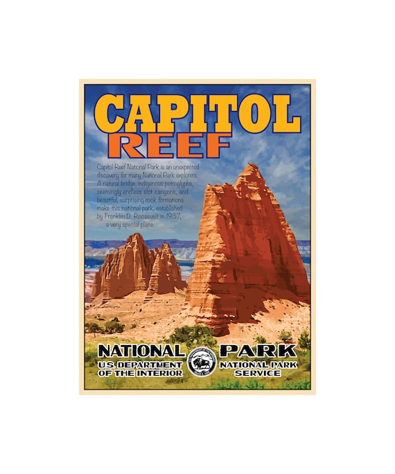 Capitol Reef National Park Utah Travel Poster National Park | Etsy