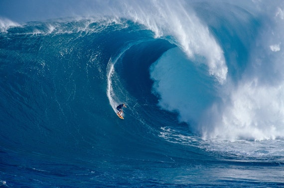 Vintage Big Wave Surf Print Surfer by Dan Merkel Surfing - Etsy