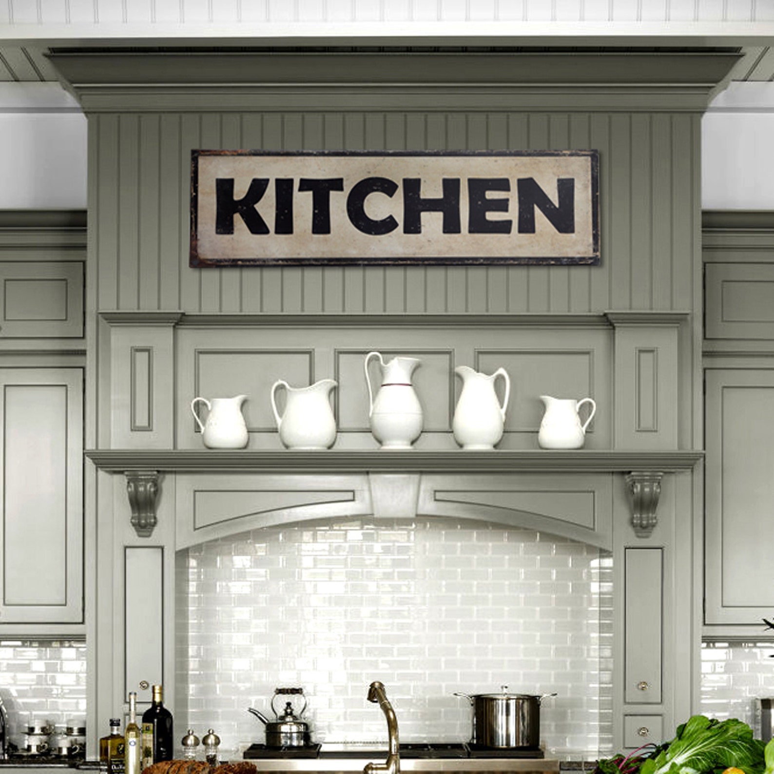 Handcrafted Vintage Kitchen Aluminum Sign (36" X 10") Antique Kitchen ...