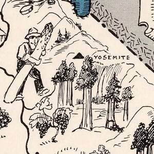 1930's Vintage CALIFORNIA State Map Animated Cartoon Map Gallery Wall ...