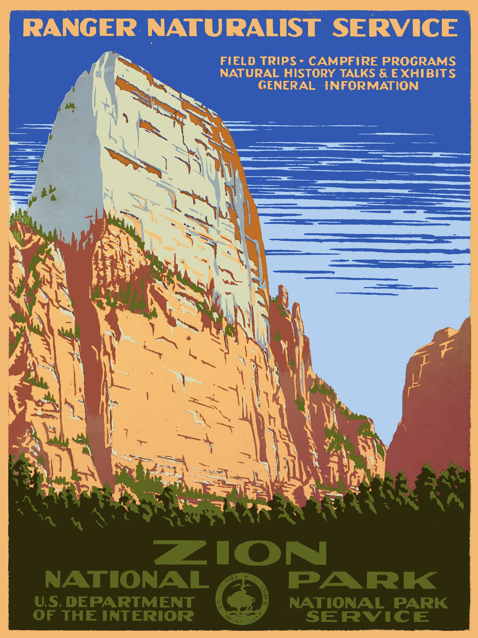 ZION National Park Utah Vintage Poster Print National Park | Etsy