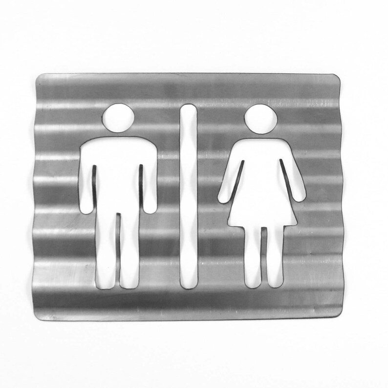 Women's Bathroom Sign Corrugated Plasma Cut Steel Restroom Sign Rustic ...
