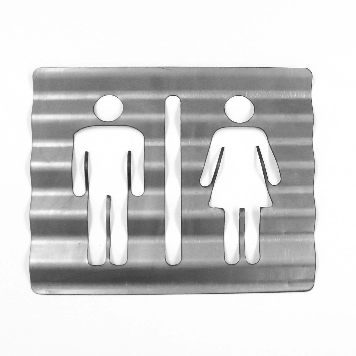Unisex Bathroom Sign Corrugated Plasma Cut Steel Restroom Sign - Etsy