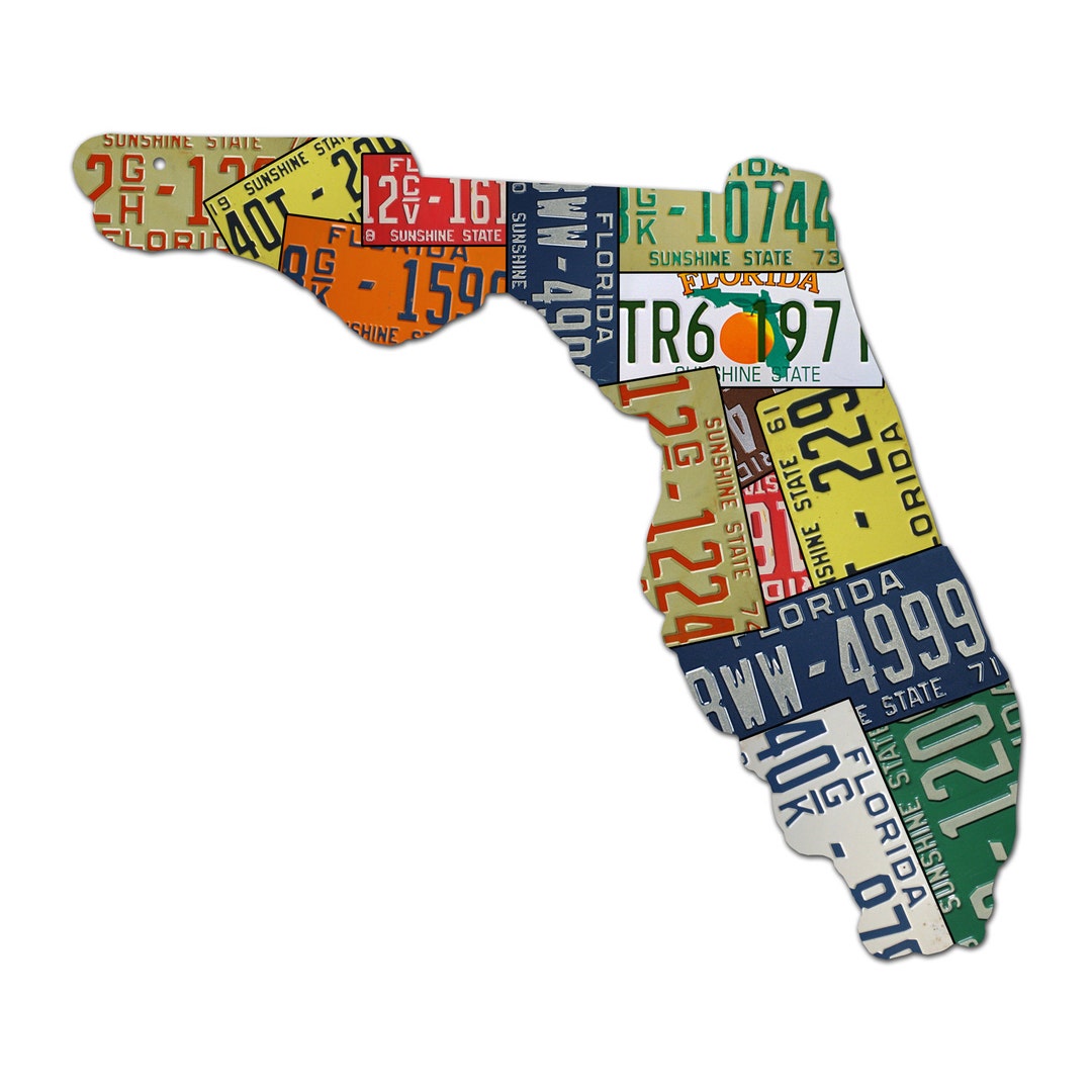 FLORIDA License Plate Dibond Map Sign the Sunshine State Garage Art ...