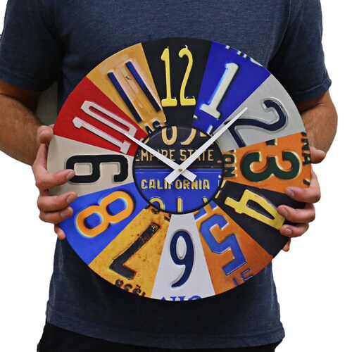 License Plate Clock Plasma Cut Aluminum USA License Plate Sign - Etsy