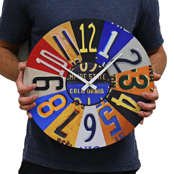 License Plate Clock Plasma Cut Aluminum USA License Plate Sign | Etsy