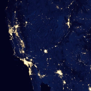 USA Map at Night Wall Art Paper Canvas Vintage USA Night Map ...