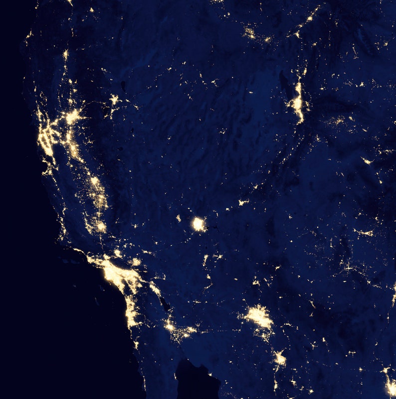 USA Map at Night Wall Art Paper Canvas Vintage USA Night Map - Etsy