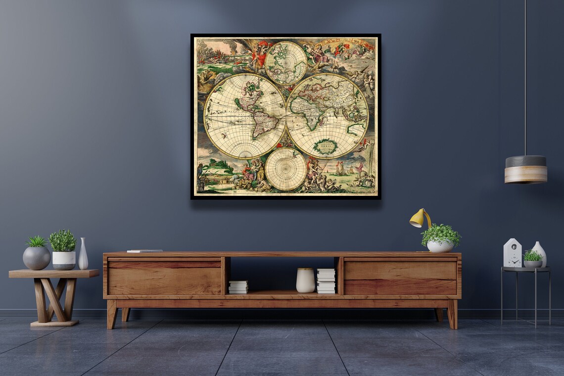 Vintage Old World Map 1689 Old Map Antique Restoration - Etsy