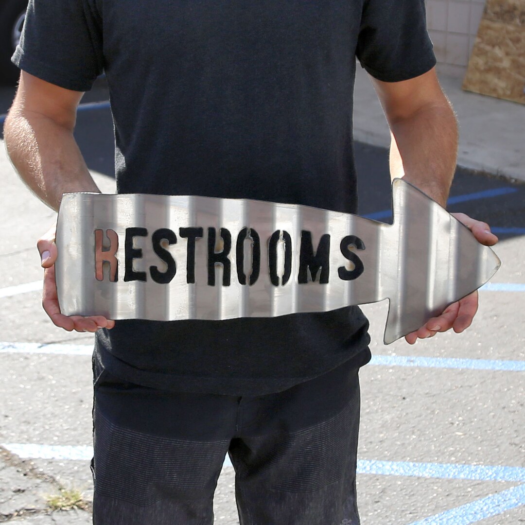 Left or Right Pointing Vintage Plasma Cut Corrugated Steel Hand ...