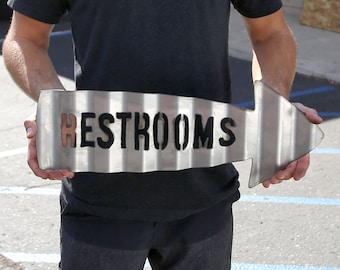 Vintage Pointing Hand Restroom Sign Rustic Metal Sign | Etsy