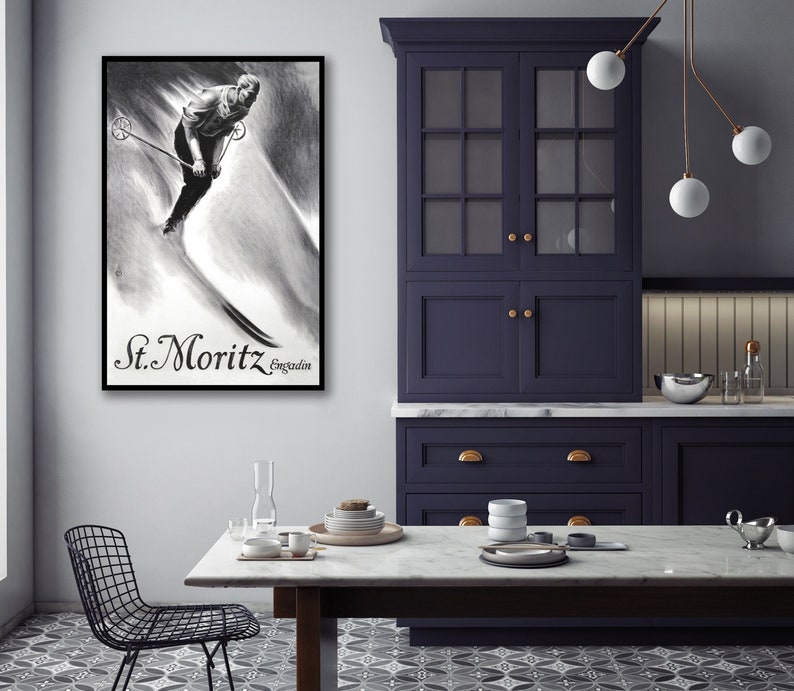 St. Moritz Engadin Ski Sign Lodge Sign Rustic Antique Canvas Paper ...