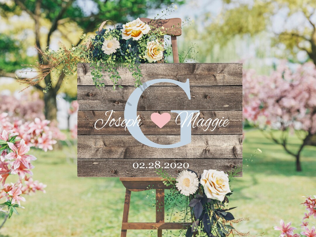 Custom Monogram Wedding Sign, Save the Date Sign, Wood Wedding Sign ...