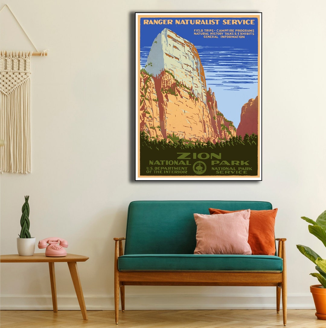 ZION National Park Utah Vintage Poster Print, National Park Service ...