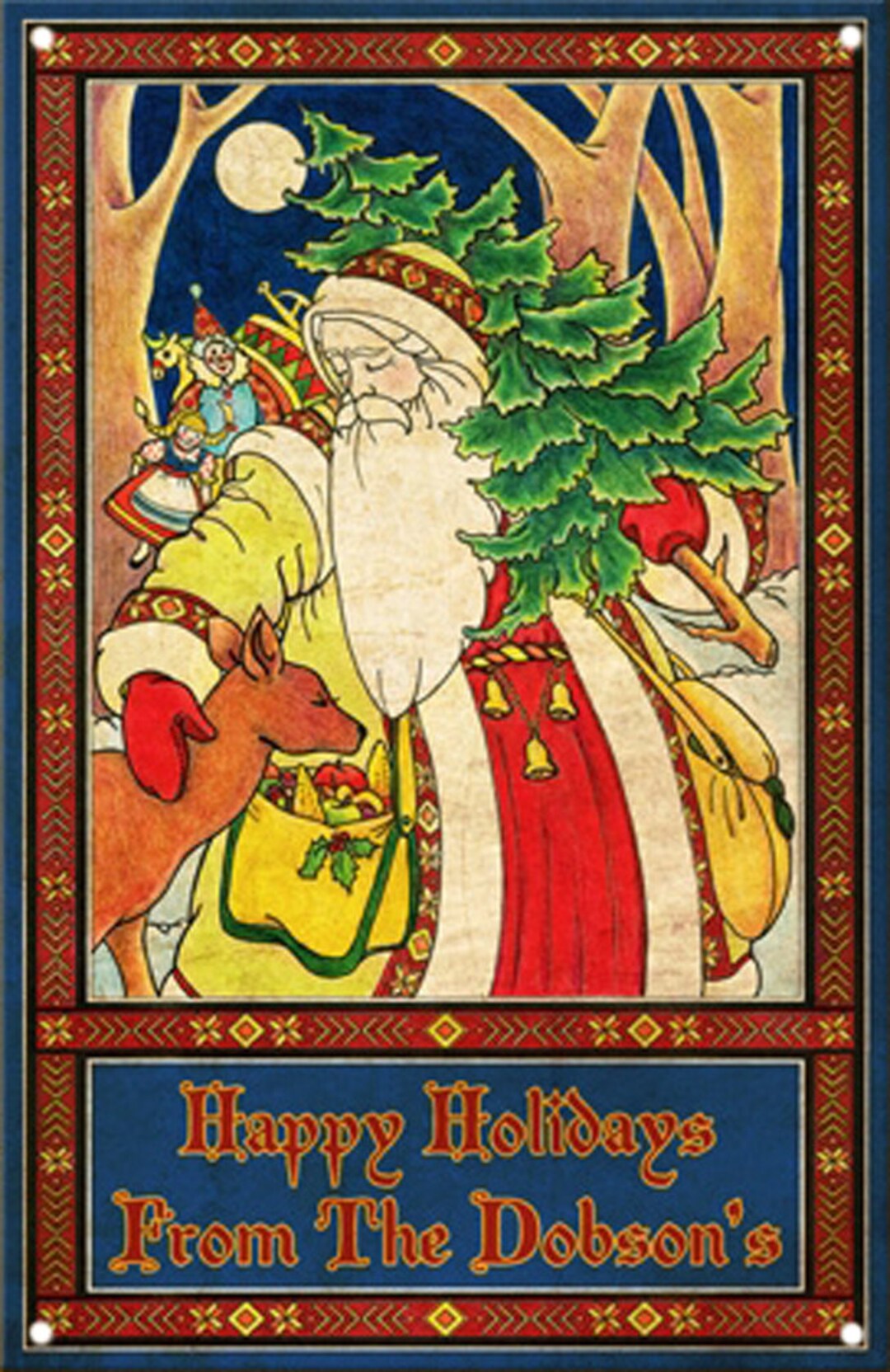 Personalized Father Christmas Holiday Metal Sign, Christmas Greeting ...