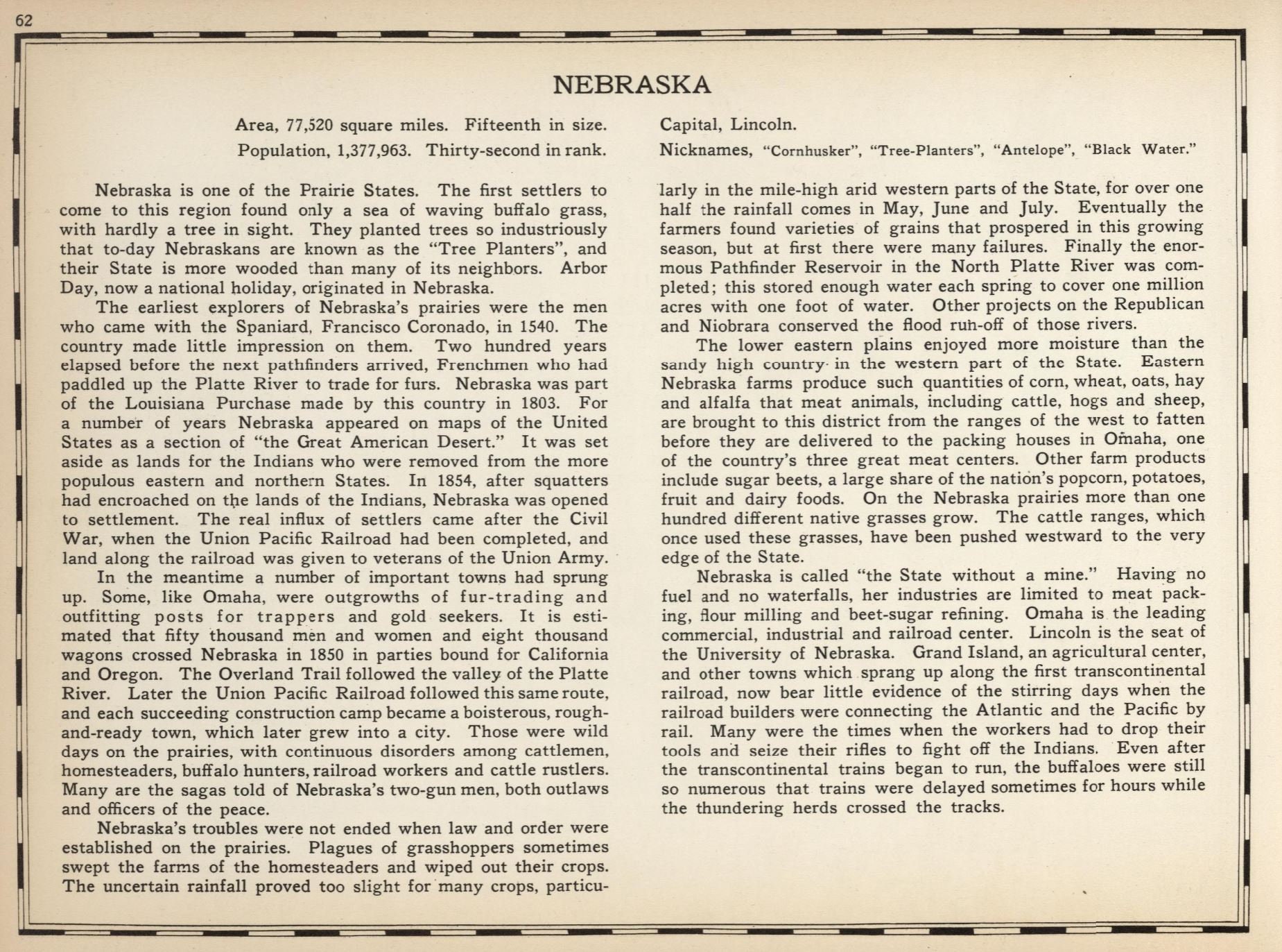 1930's Vintage NEBRASKA State Map Cartoon Map Print | Etsy
