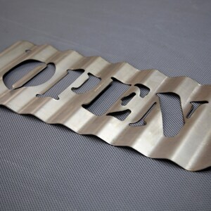 Rectangle Open or Closed Sign Vintage Plasma Cut Corrugated Steel Open ...