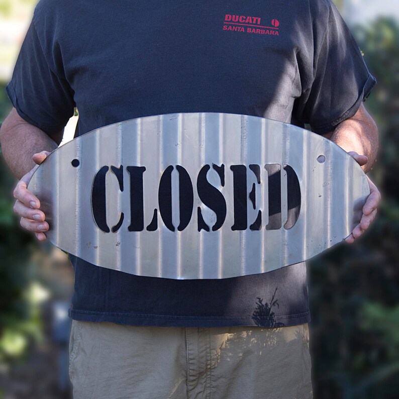 Oval Open or Closed Sign Vintage Plasma Cut Corrugated Steel | Etsy