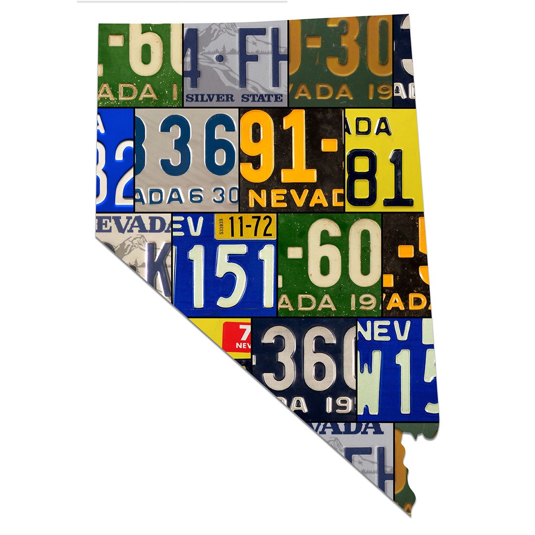 NEVADA License Plate Plasma Cut Map Sign, the SILVER STATE Metal Sign ...